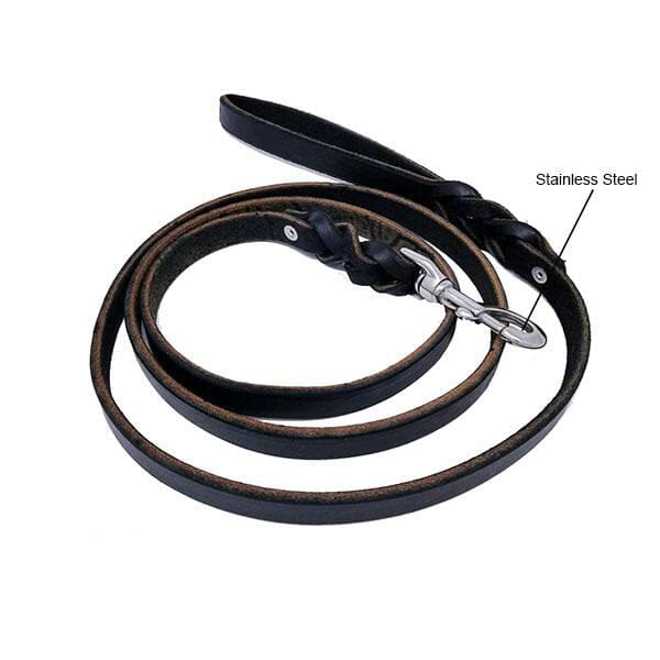 Shop Heavy Duty Black or Brown Leather Dog Leash at German Shepherd Shop