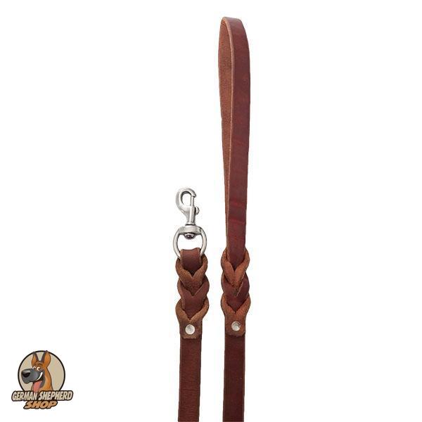 Shop Heavy Duty Black or Brown Leather Dog Leash at German Shepherd Shop