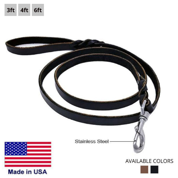 Buy Heavy Duty Light Weight Black Leather Dog Leash at German Shepherd Shop